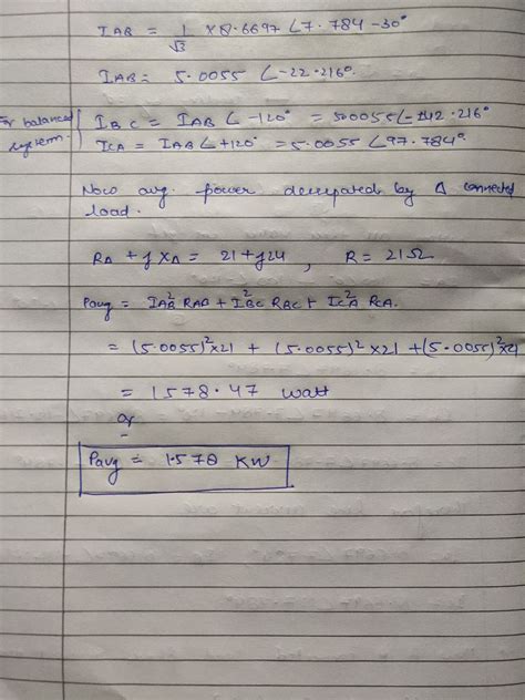Solved For The Three Phase Circuit By Using Per Phase Analysis Find Course Hero