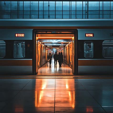 Passengers Board Chinas Highspeed Rail In Cinematic Detail Premium Ai Generated Image