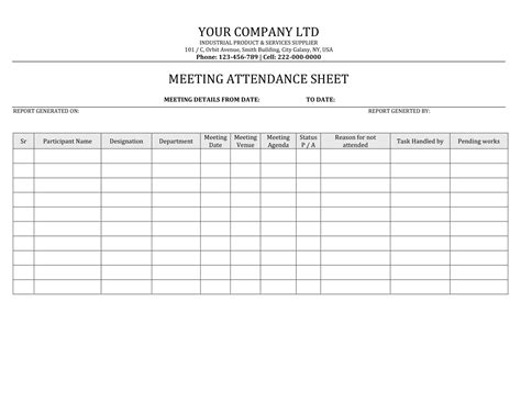 Free Printable Attendance Sheet Templates Word Excel Pdf