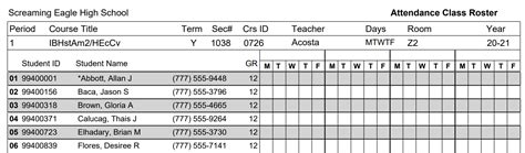 Class Roster Report Aeries Software