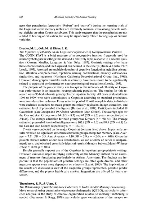 Pdf The Relationship Of Interhemispheric Coherence To Older Adults Memory Functioning