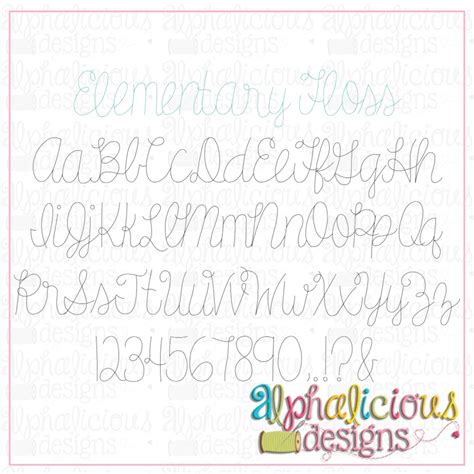 Elementary Script Floss Embroidery Font Alphalicious Designs Elementary Script Floss Embroidery Font Alphalicious Designs