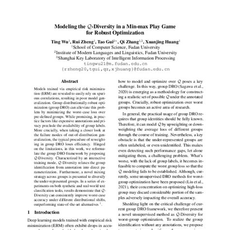Modeling The Q Diversity In A Min Max Play Game For Robust Optimization Acl Anthology