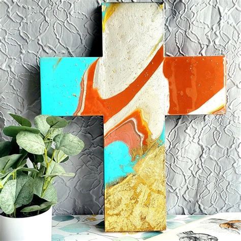 Decorative Cross With Mixed Media Modern Wall Shelf Decor For Your
