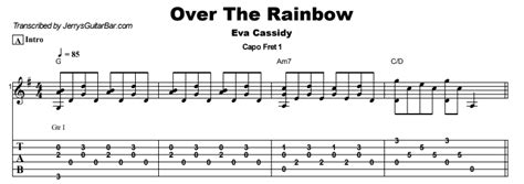 Eva Cassidy Over The Rainbow Guitar Lesson Tab And Chords Jgb