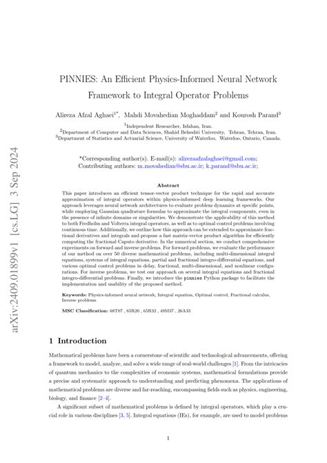 PDF PINNIES An Efficient Physics Informed Neural Network Framework