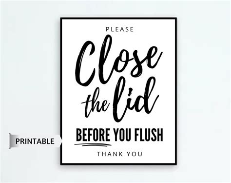 Close The Lid Printable Sign Before You Flush Please Close The Toilet