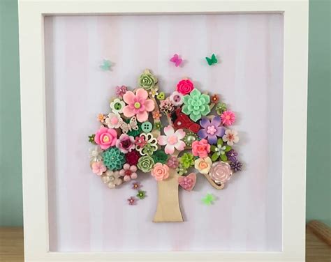 Tree Button Art Etsy