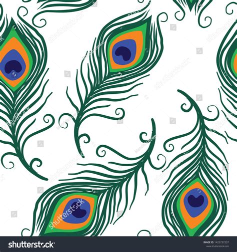 Peacock Feather Seamless Surface Pattern Peacock Stock Vector Royalty Free 1425737237