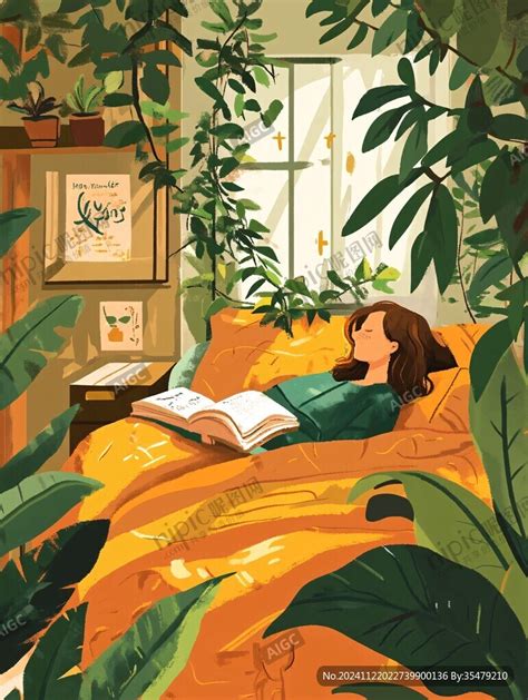 Ai创作图治愈系女孩睡春困 休闲休息看书场景 看书插画 享受午后插画 阅读插画插图 读书女孩插画 读书日插画 阅读插画 读书插画 阅读读书插画 居家场景插画 惬意插画 认真读书的女生 读书学习