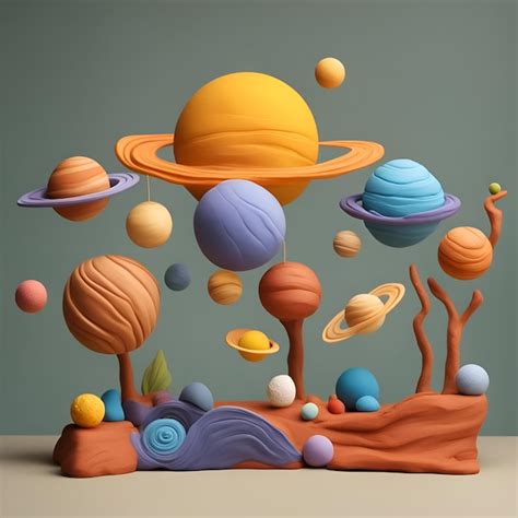 Free Photo Planets And Planets In Space 3d Render Vector Illustration