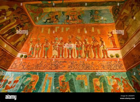 Ceiling Decorated With Frescoes In Room Nº1mayaoriginal Mural