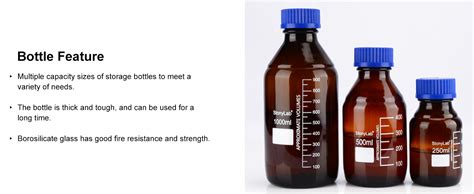 Stonylab Storage Bottles With Gl45 Screw Cap 1000 Ml Amber Borosilicate Glass