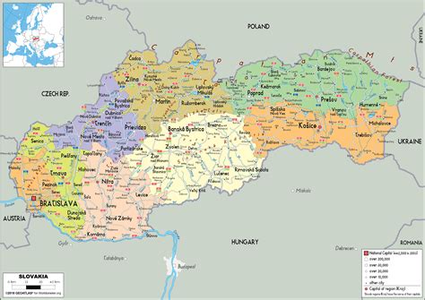 Large Size Political Map Of Slovakia Worldometer