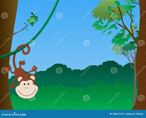 Monkey Hanging On Tree Vine Illustration CartoonDealer Com