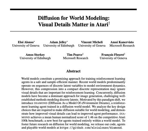ahsen khaliq on linkedin diffusion for world modeling visual details