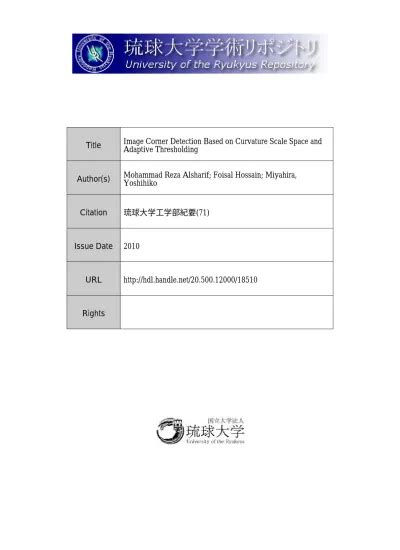 Image Corner Detection Based On Curvature Scale Space And Adaptive Thresholding University Of