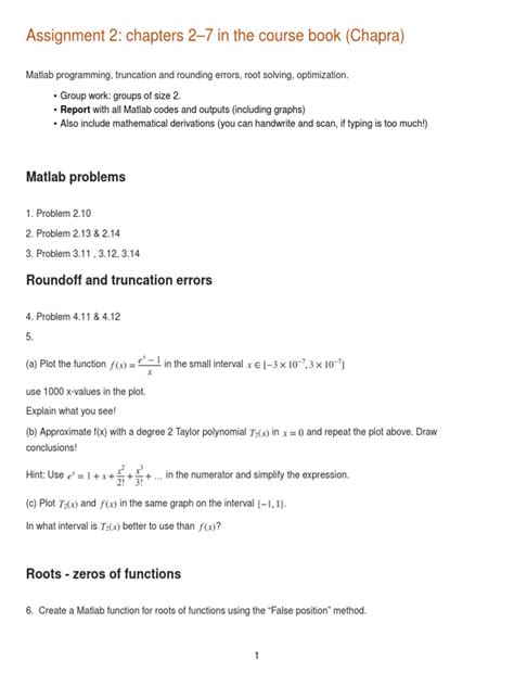 Assigment 2 Matlab Exercises Pdf