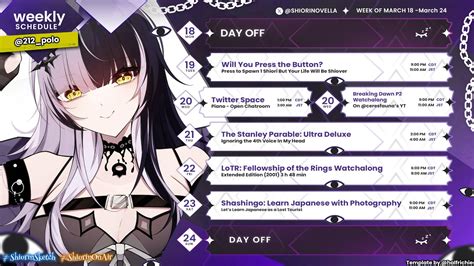 Shiorin Has Released Her Scheduled For The Week She Will Do A Watchalong Of Fellowship Of The