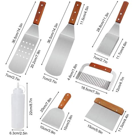 Комплект прибори за грил комплект с 9 професионални шпатули от неръждаема стомана за готвене