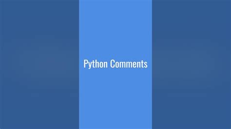 Python Comments Youtube