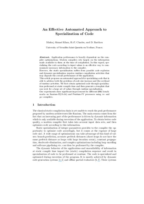 pdf an effective automated approach to specialization of code
