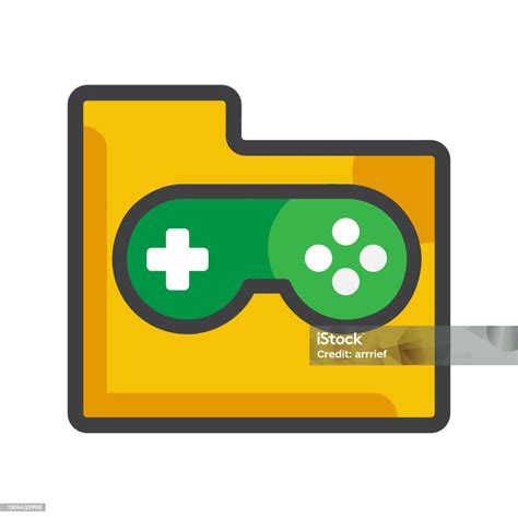 게임 아이콘이 있는 파일 폴더입니다 파일 폴더 그림입니다 플랫 벡터 아이콘입니다 아이콘 디자인 요소 Ui 웹 앱에 사용할 수 있습니다 0명에 대한 스톡 벡터 아트 및 기타