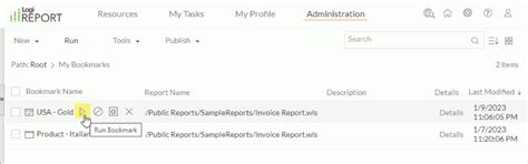Managing Web Report Bookmarks