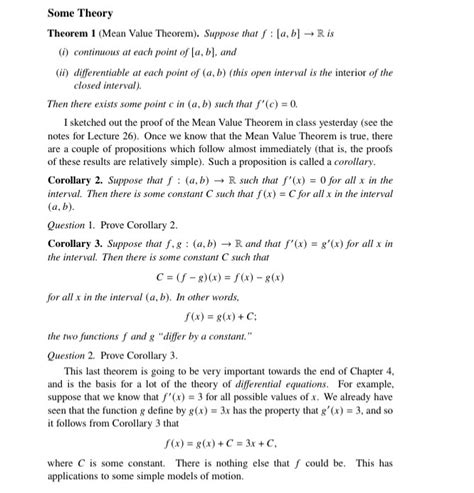 solved some theory theorem 1 mean value theorem suppose