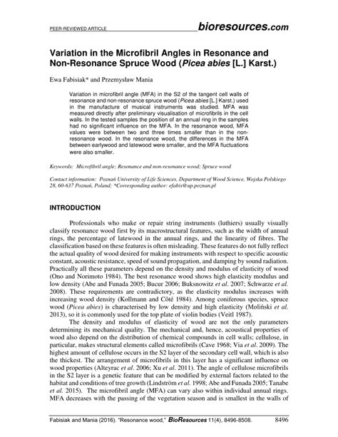 Pdf Variation In The Microfibril Angles In Resonance And Non