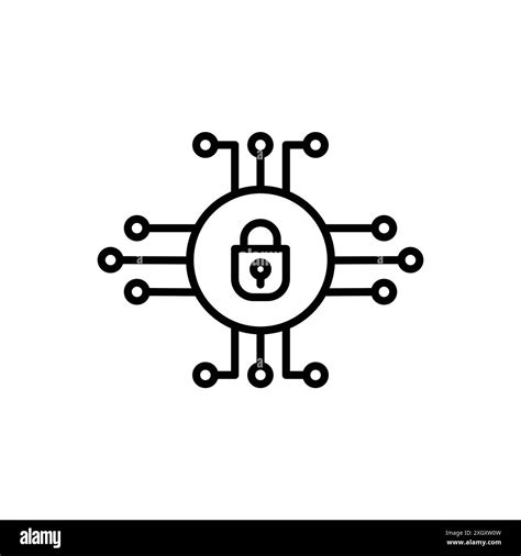Cyber Security Icon Logo Sign Vector Outline In Black And White Color Stock Vector Image And Art