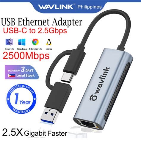 Wavlink 2 In 1 Aluminum Gigabit Network 10 100 1000Mbps LAN Adapter Up To 2500 Mbps Gigabit USB