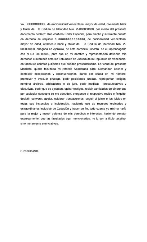 Modelo De Poder Para Representacion Por Abogado Yo Xxxxxxxxxx De Hot Sex Picture