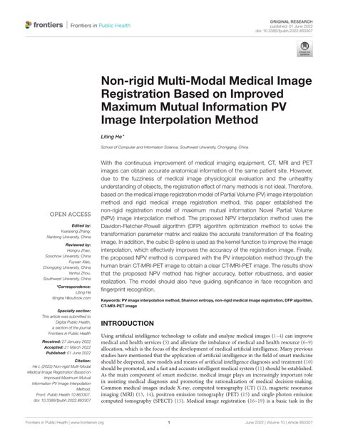 Pdf Non Rigid Multi Modal Medical Image Registration Based On Improved Maximum Mutual