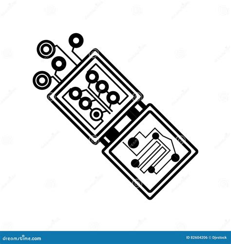 Electronic Circuit Board Hardware Linear Stock Illustration