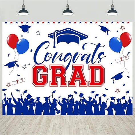 Class Of 2025 Graduation Backdrop Blue Red Graduation Party Photography
