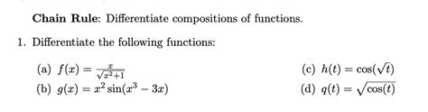 Solved Chain Rule Differentiate Compositions Of