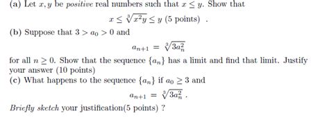 Solved A Let X Y Be Positive Real Numbers Such That I Ao Chegg Com