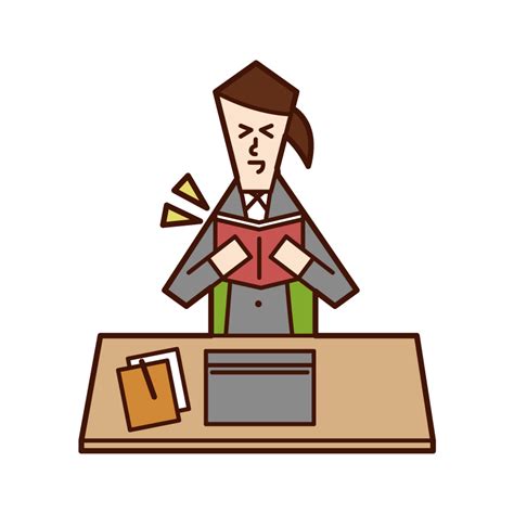 일하는 동안 책과 만화를 읽는 사람 여성의 그림 무료 일러스트 소재집 Kukukeke