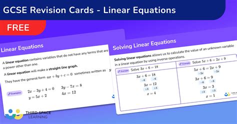 [free] Gcse Revision Cards Linear Equations