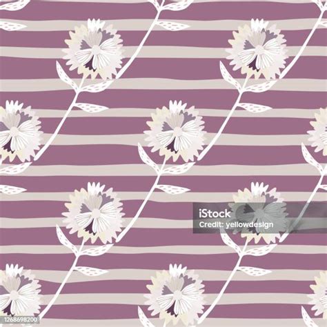 화이트 블로우 볼 플라워 실루엣매끄러운 패턴 보라색 벗겨진 배경 개화기에 대한 스톡 벡터 아트 및 기타 이미지 개화기 고풍스런 그리기 Istock