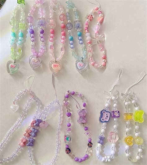 어나더뷰 10종 키치팡 비즈 핸드폰 스트랩 파스텔 폰스트랩 핸드폰줄 No1543 위시버킷