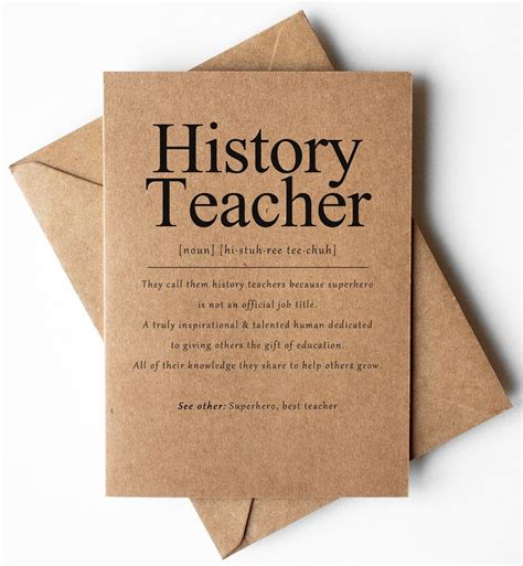History Teacher Definition Card Or Art Print T For History Teacher