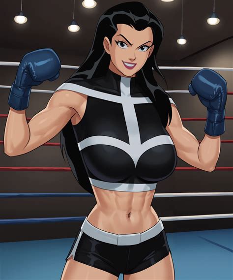 Cartoon Female Boxer In A Boxing Ring With Gloves On Seaart Ai