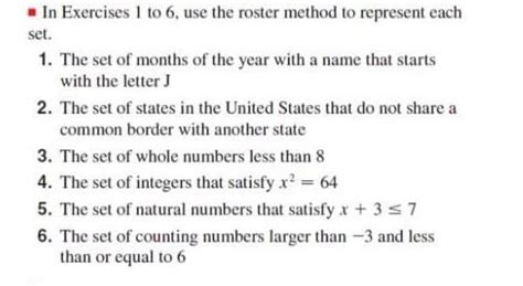 Solved In Exercises To Use The Roster Method To Chegg Com