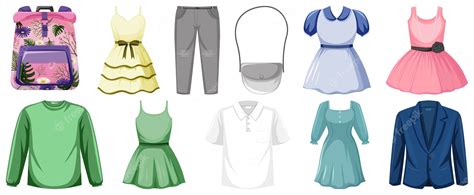 옷 그림의 집합 프리미엄 벡터