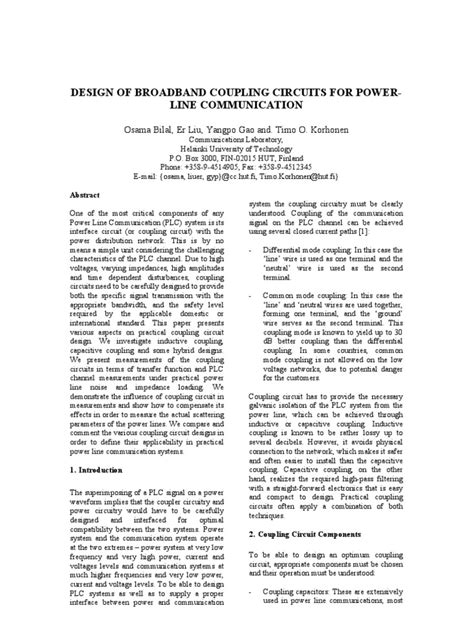 Coupling Circuit Design For Plc Pdf Inductor Electronic Filter