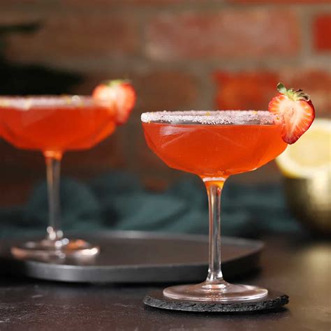 Strawberry Lemon Drop Martini Cocktail Homemade Happy Hour