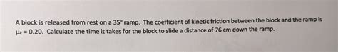 Solved A Block Is Released From Rest On A 35° Ramp The