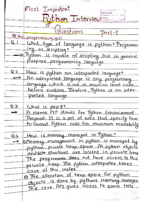 Python Interview Questions Part 1 Essential Notes For Coding